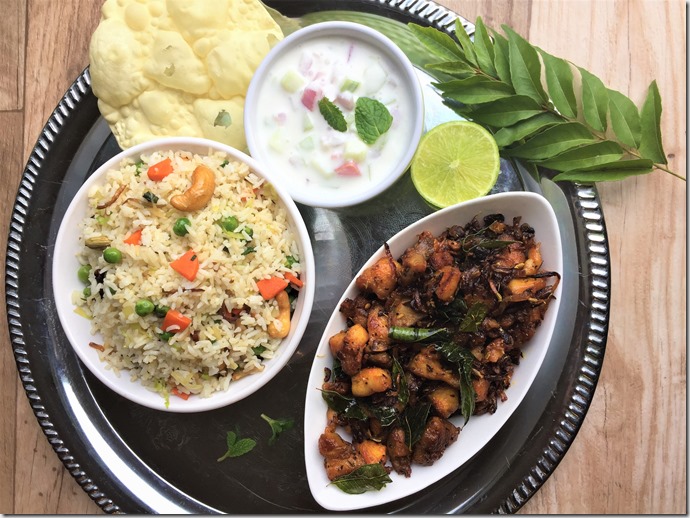 Kids’ Lunch Menu # 3 – Boneless Chicken Ularthiyathu, Vegetable Ghee ...